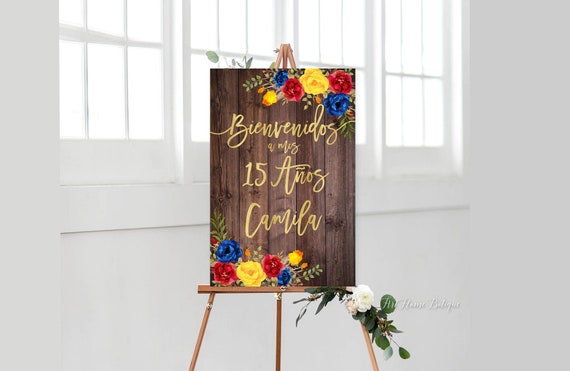 Bienvenidos a Mis 15 Años Sign Quinceañera Welcome Sign 15 - Etsy