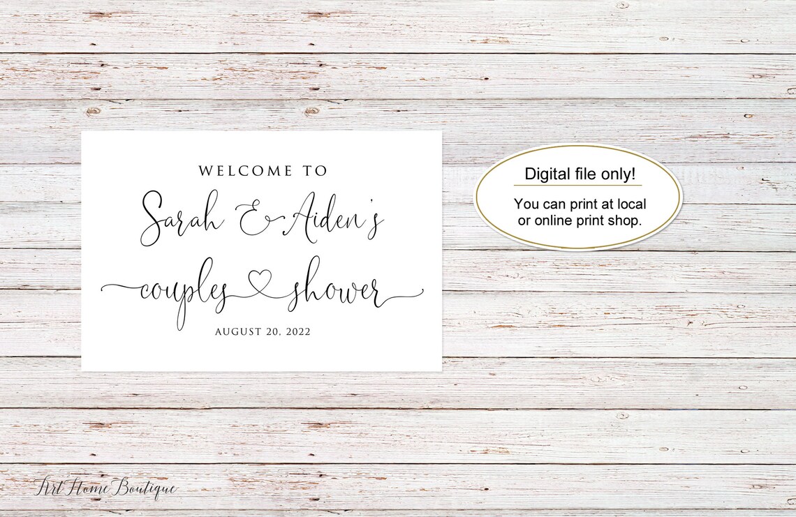Couples Shower Welcome Sign Heart Wedding Shower Welcome - Etsy