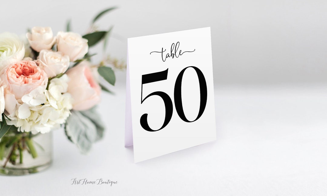 Tented Table Numbers, Folded Table Numbers, Tent Table Numbers, 1-50 ...