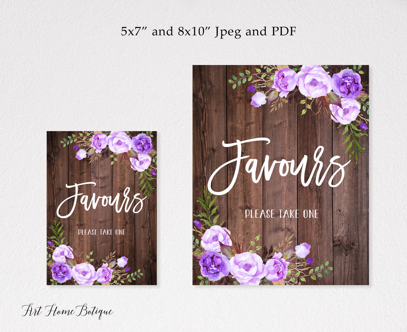 Favours Sign, Wedding Favour Sign, Please Take One Sign, Purple Wedding ...