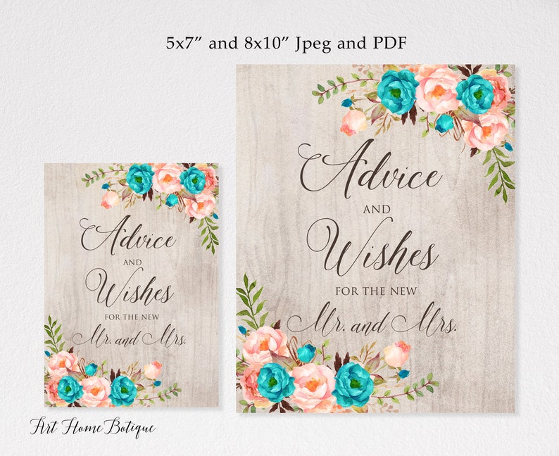 Advice and Wishes Wedding Sign Rustic Advice Wedding Sign - Etsy