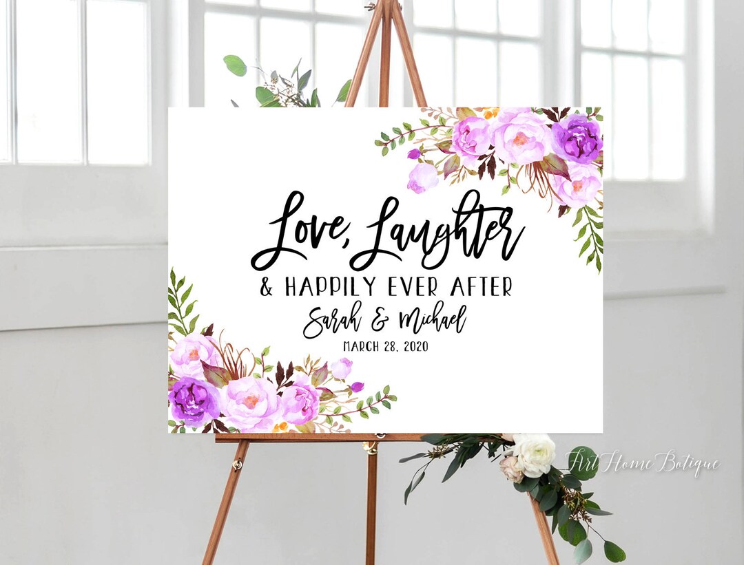 Love, Laughter & Happily Ever After Sign, Welcome Wedding Sign ...