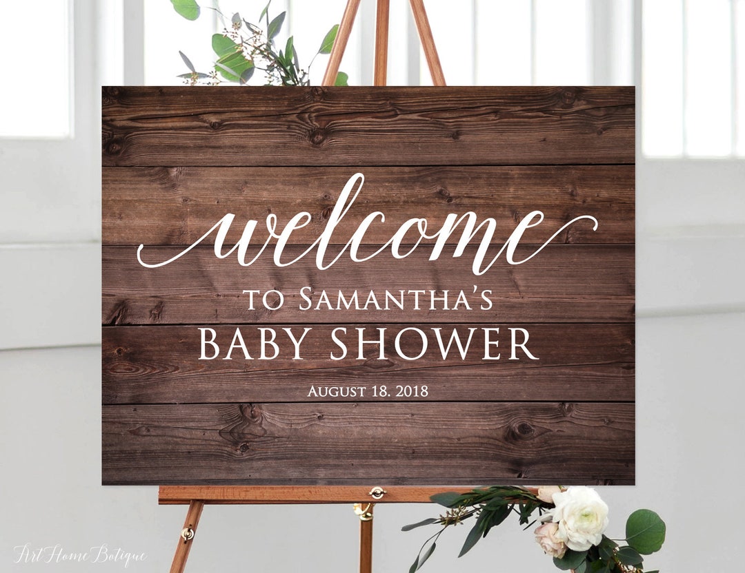 Rustic Baby Shower Welcome Sign, Welcome to Baby Shower Sign, Large ...