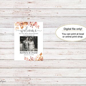 Fall Anniversary Welcome Sign, Photo Anniversary Welcome Sign, 50th ...