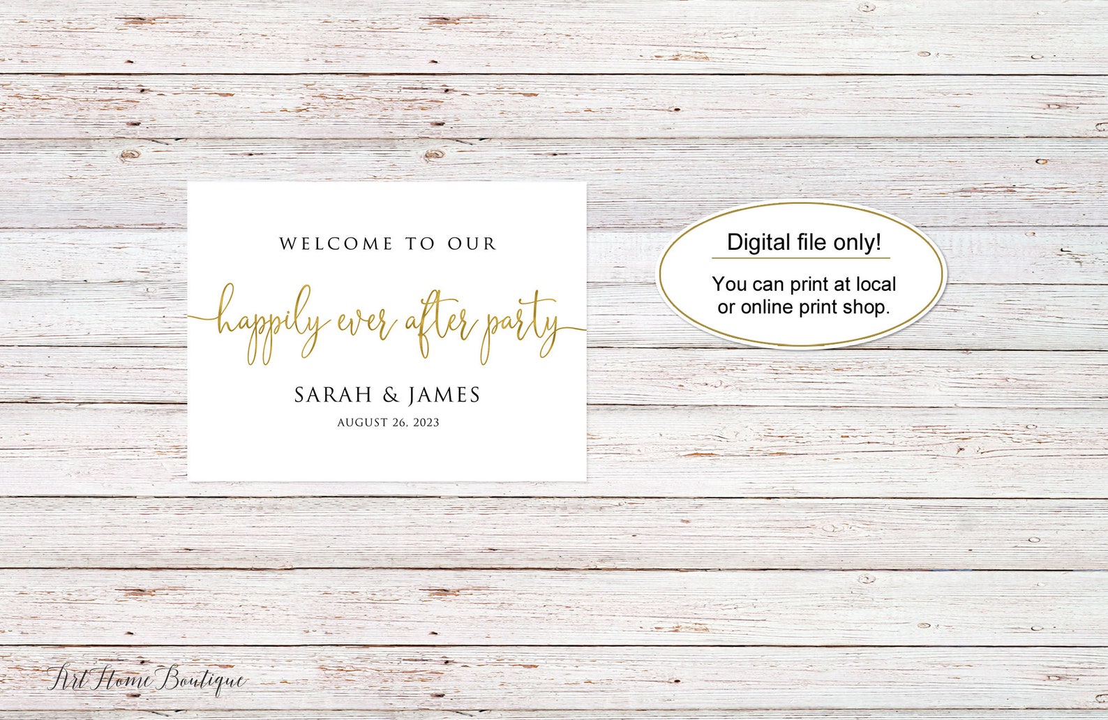 Welcome to Our Happily Ever After Party Sign Gold Wedding - Etsy