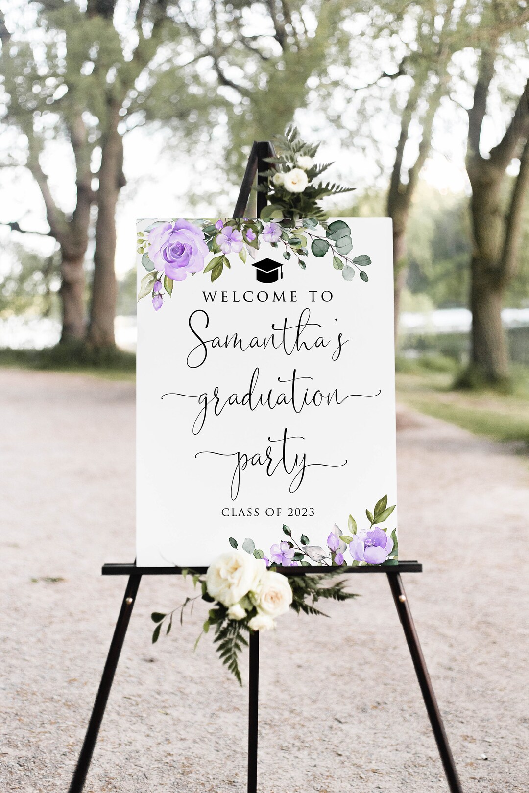 Purple Graduation Party Welcome Sign, Lavender Graduation Welcome Sign ...