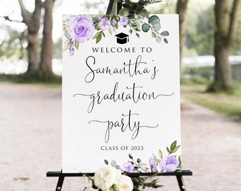 Purple Graduation Signs, Graduation Party Decor, Custom Welcome Sign ...