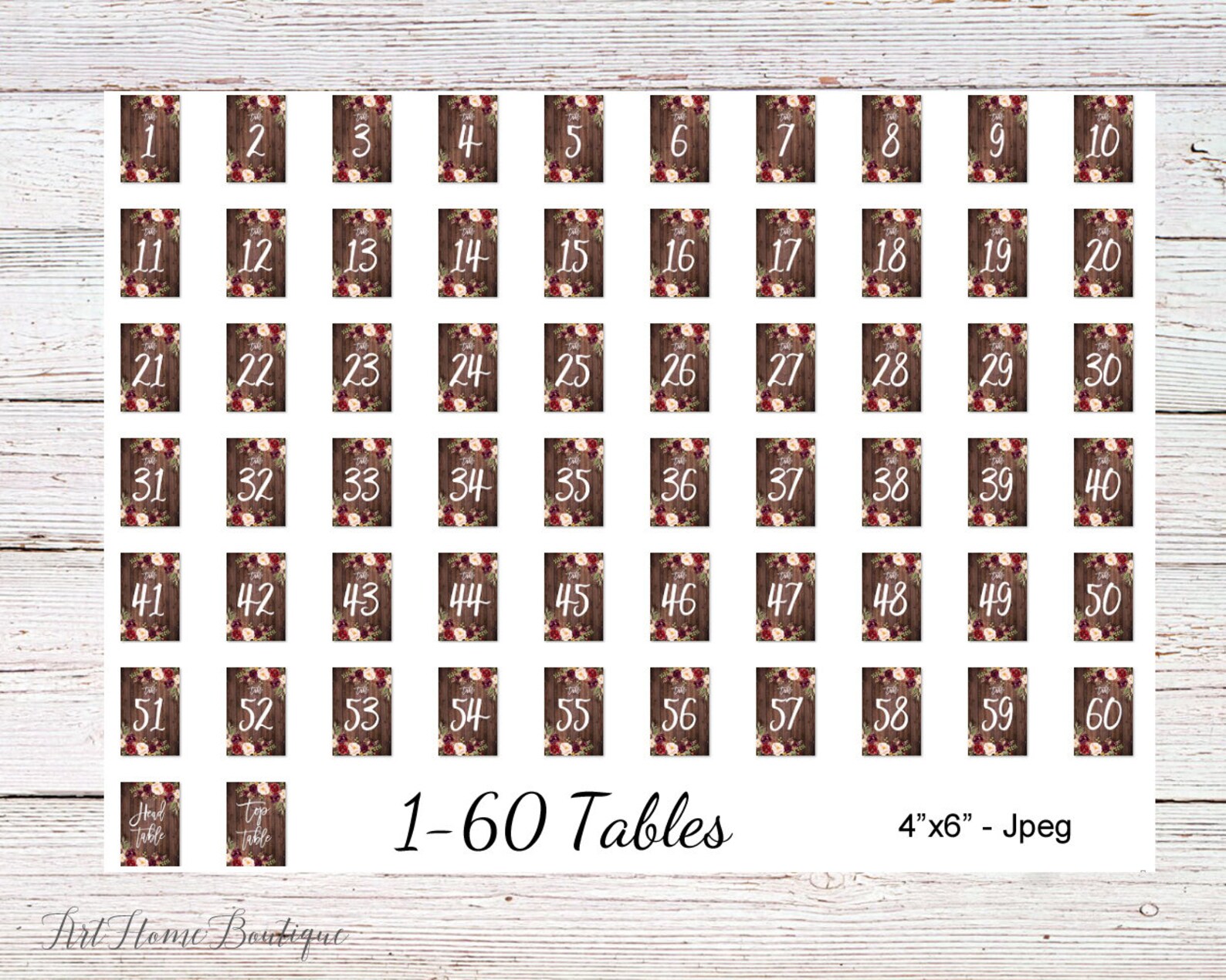 Wedding Table Numbers Floral Table Numbers Birthday Table - Etsy