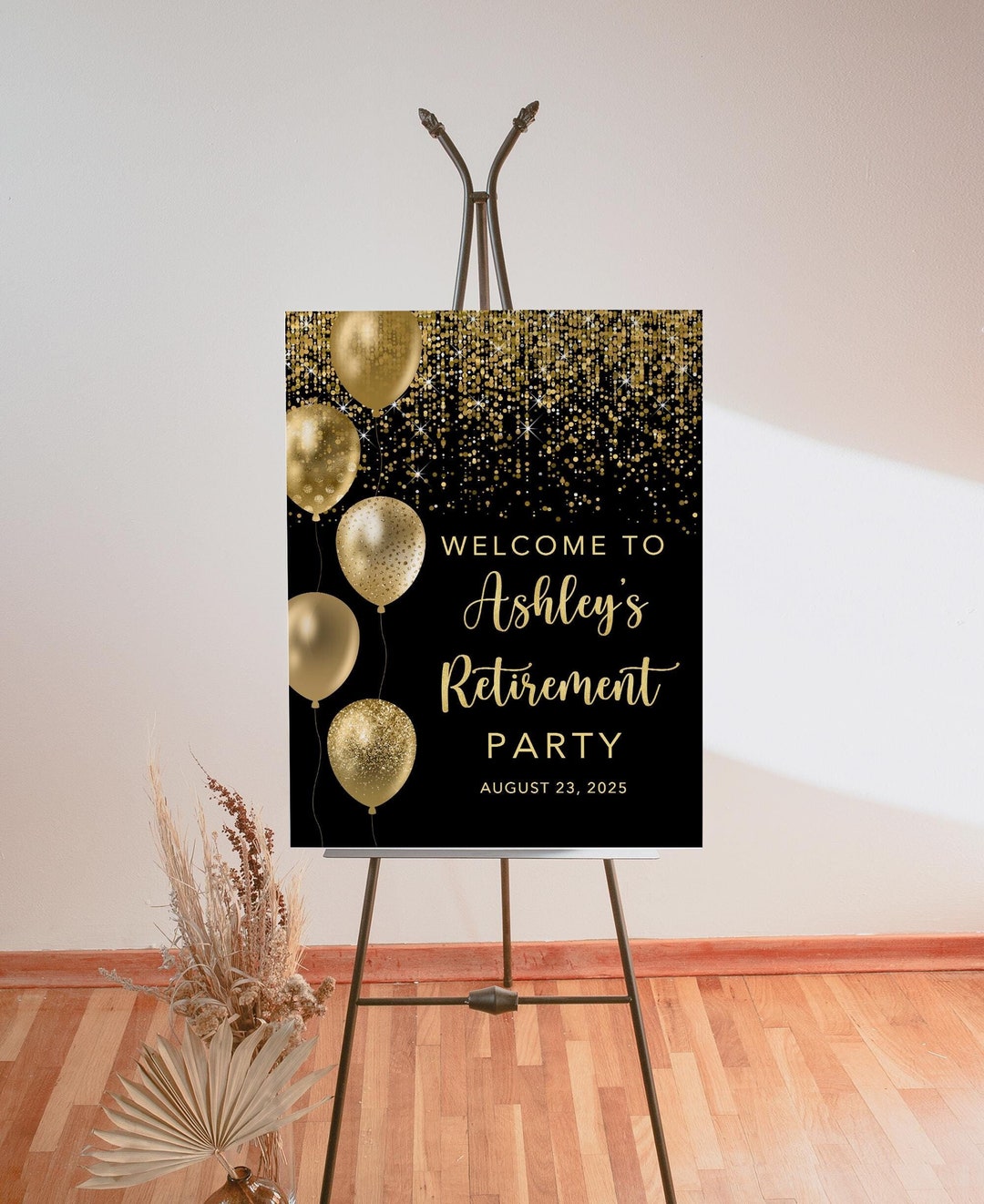 Gold Balloons Retirement Welcome Sign, Gold Retirement Party Sign ...