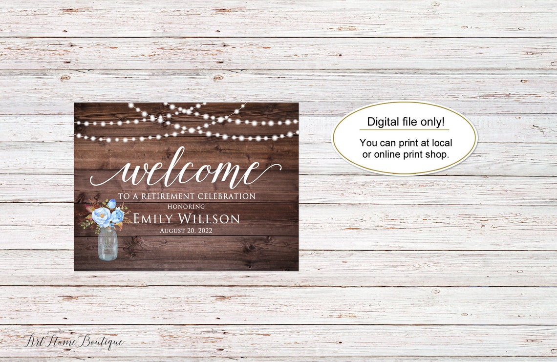 Rustic Retirement Party Welcome Sign Retirement Celebration - Etsy