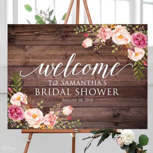 Rustic Bridal Shower Welcome Sign Large Welcome Sign Floral - Etsy