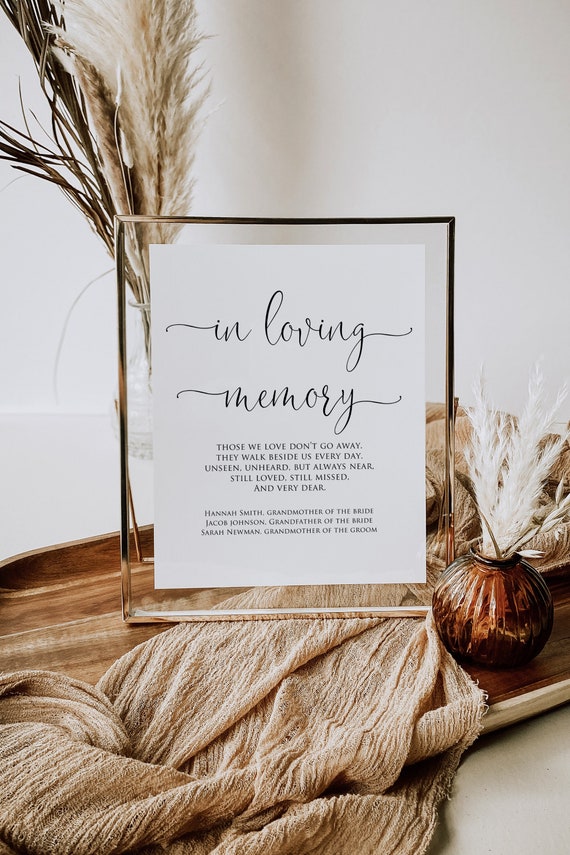 Modern Wedding in Loving Memory Wedding Sign Memorial Wedding - Etsy