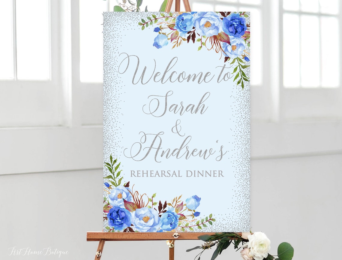 Rehearsal Dinner Welcome Sign Blue Rehearsal Dinner Welcome - Etsy