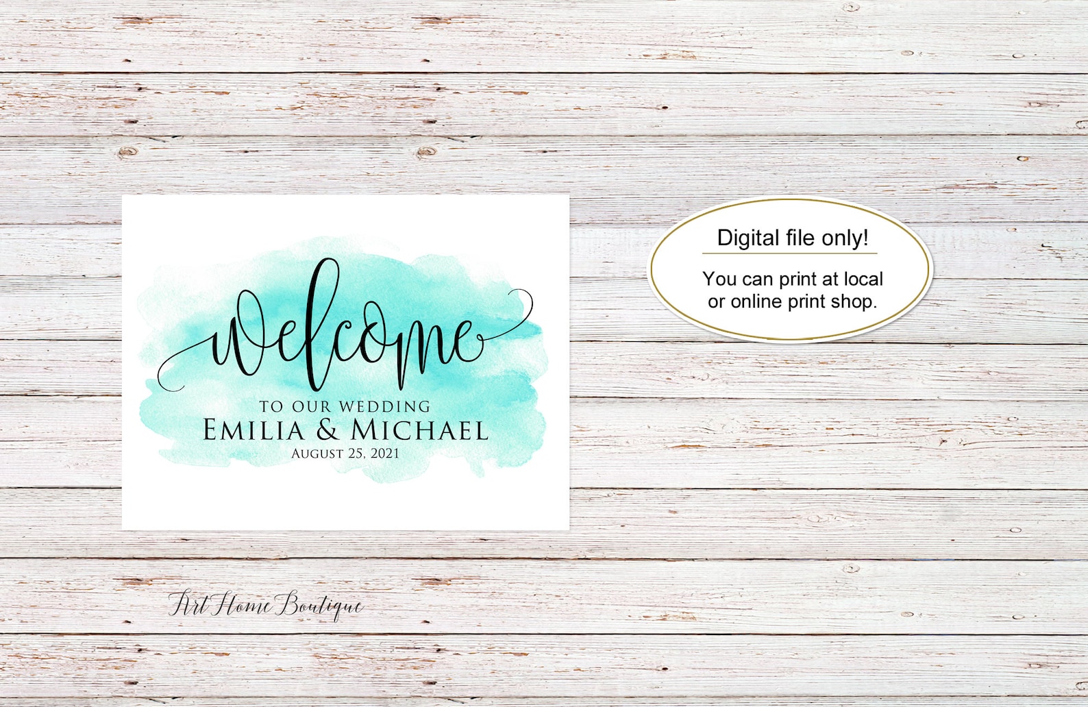 Turquoise Wedding Welcome Sign Teal Watercolor Wedding - Etsy