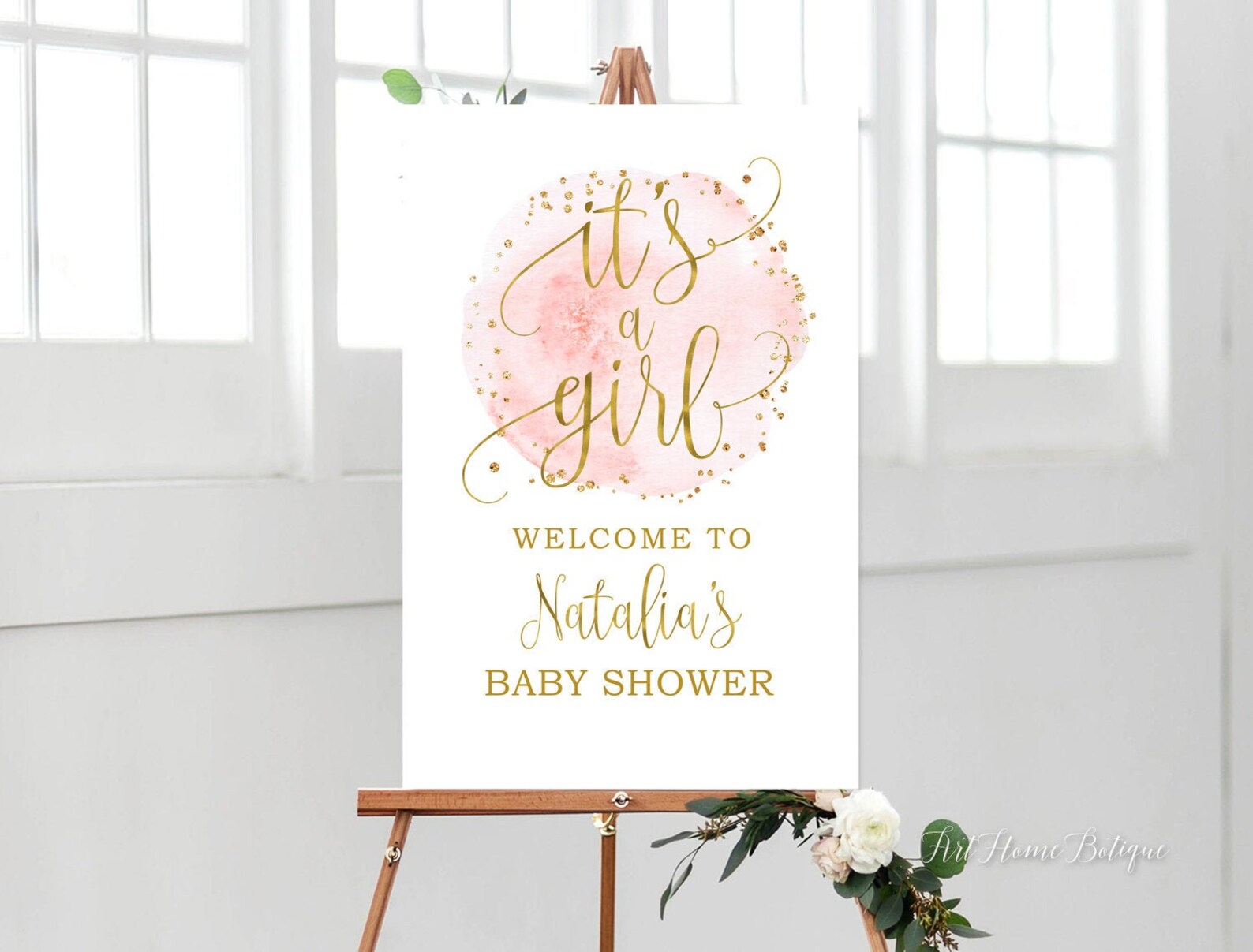 It's a Girl Welcome Sign Baby Shower Welcome Sign Pink | Etsy