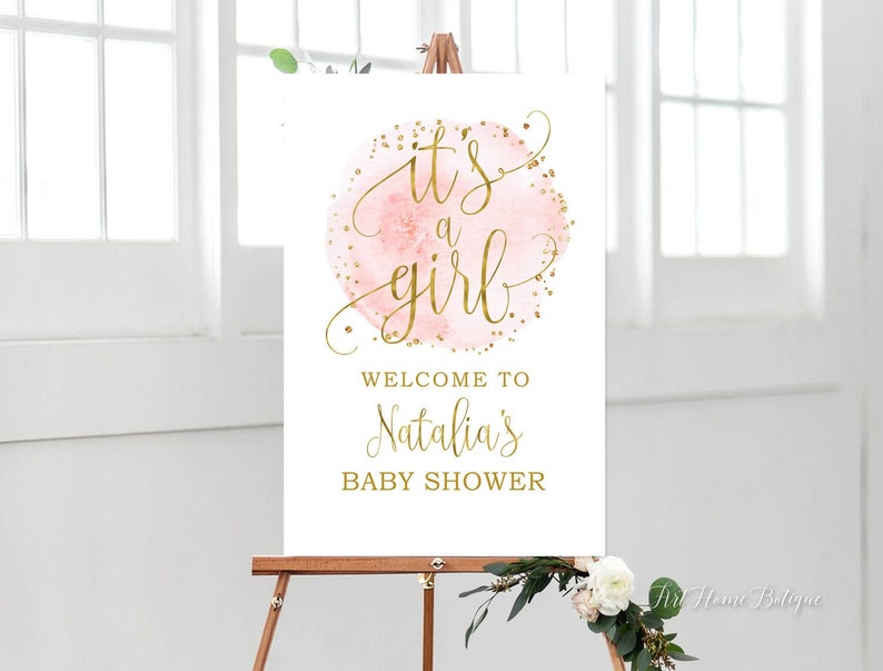 It's a Girl Welcome Sign Baby Shower Welcome Sign Pink | Etsy