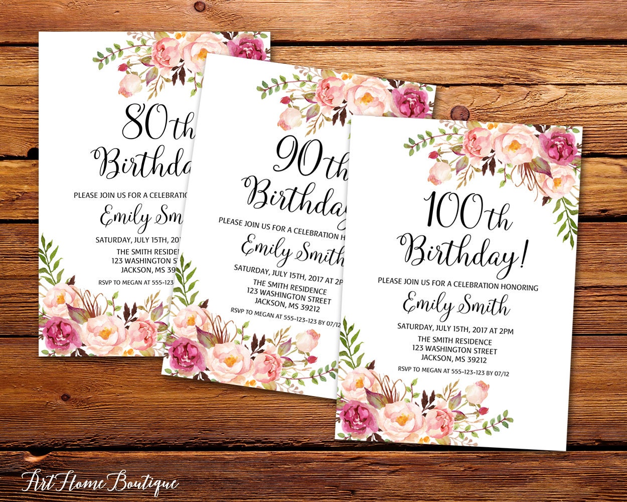 60th Birthday Invitation Any Age Women Birthday Invitation | Etsy