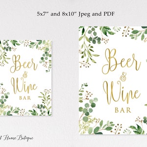 Beer and Wine Bar Sign, Alcohol Wedding Sign, Garden Wedding Sign ...