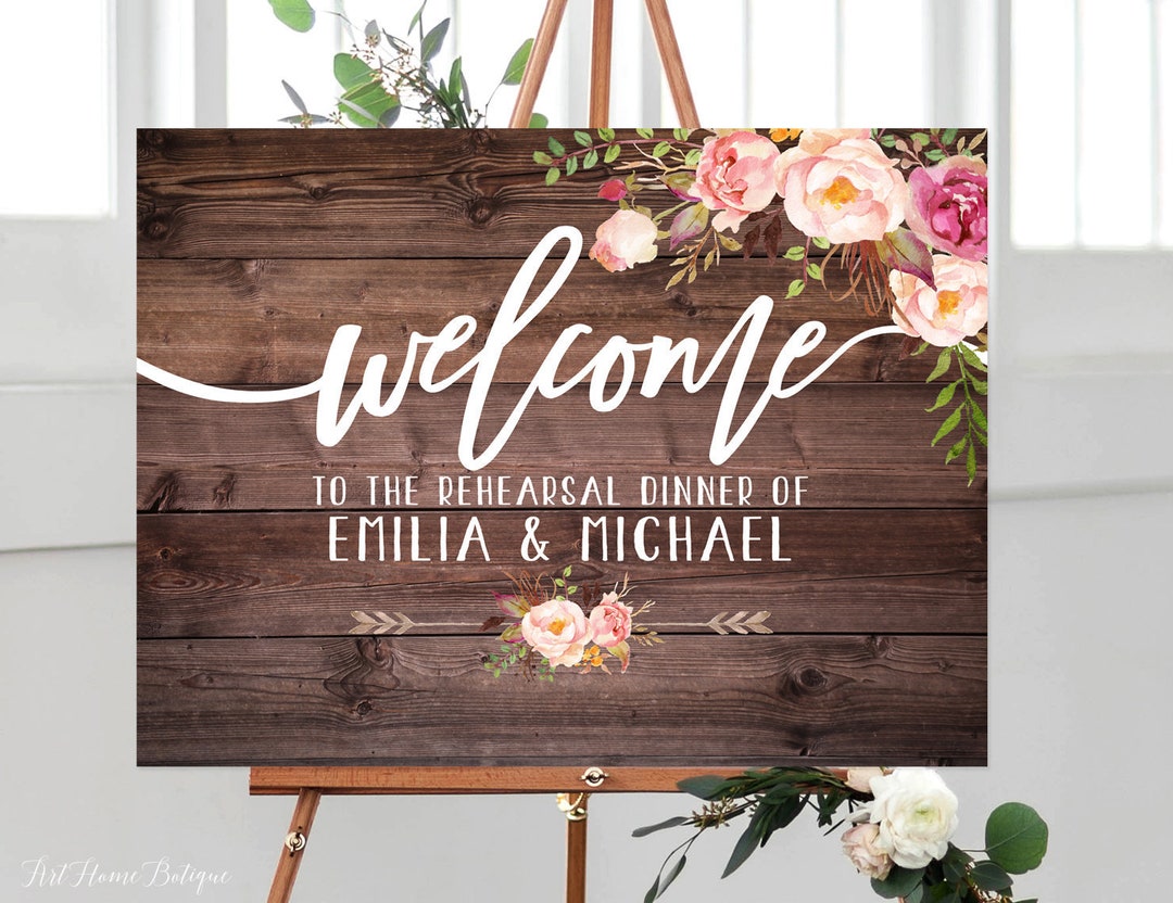 Rustic Rehearsal Dinner Welcome Sign, Rehearsal Wedding Sign, Welcome ...