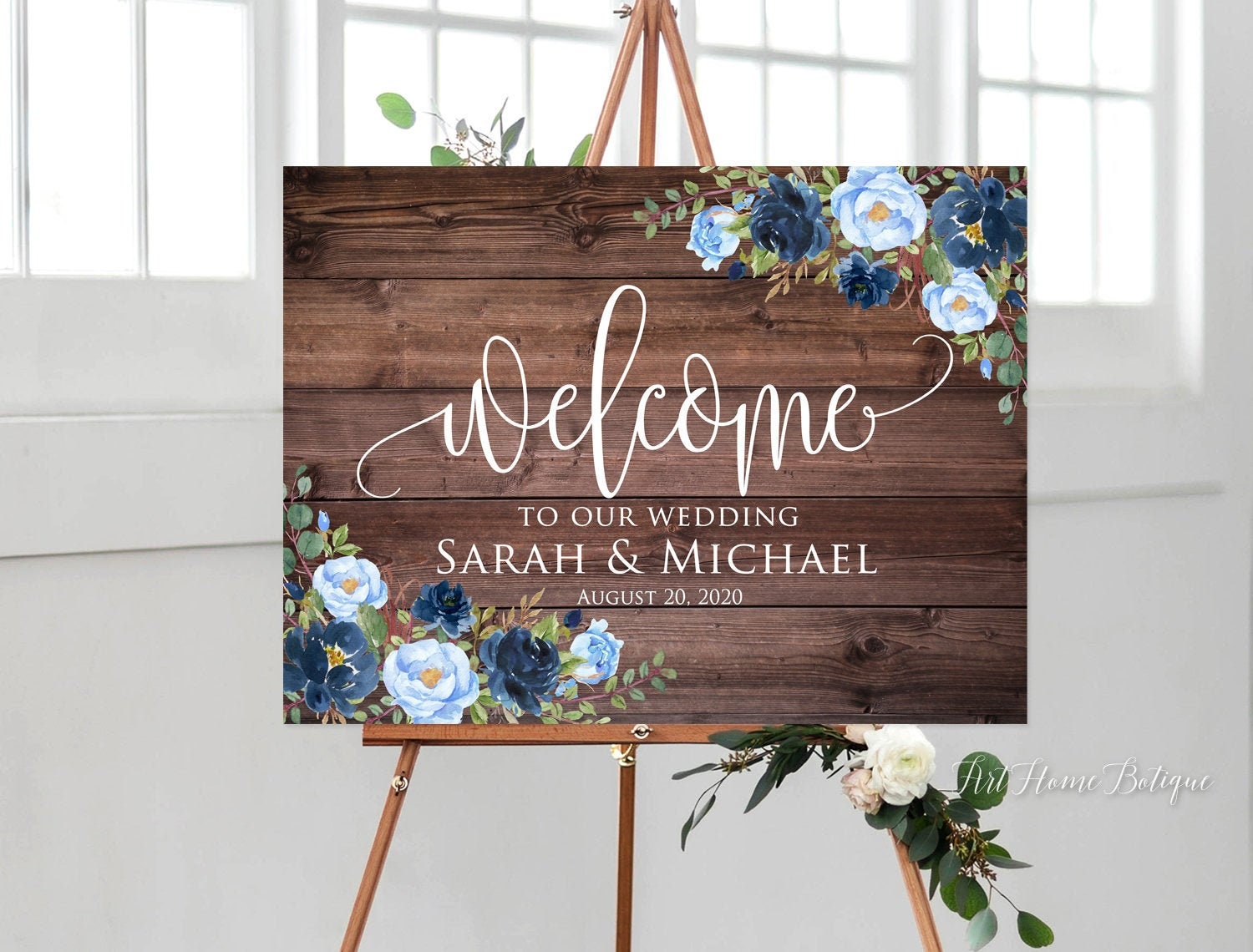Rustic Blue Wedding Welcome Sign Welcome To Our Wedding Sign | Etsy