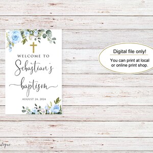 Blue Baptism Welcome Sign, Light Blue Baptism Sign, First Communion ...