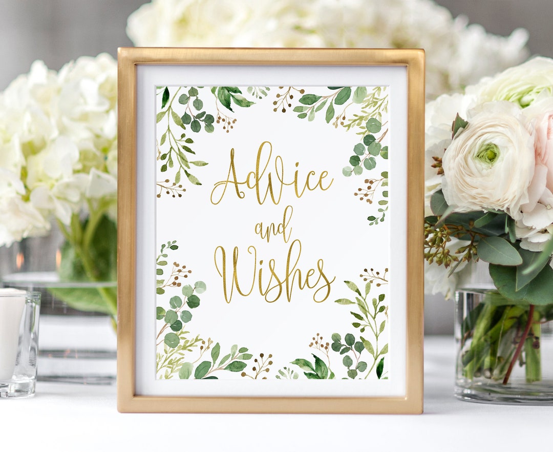 Greenery Advice and Wishes Sign, Garden Advice Printable Sign ...
