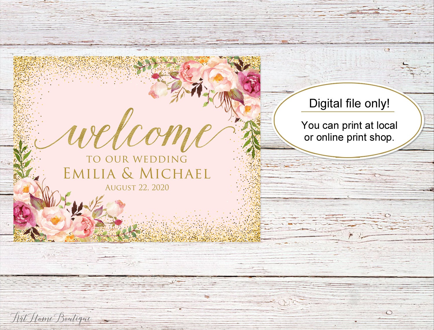 Welcome Wedding Sign, Welcome to Our Wedding Sign, Blush Pink Wedding ...