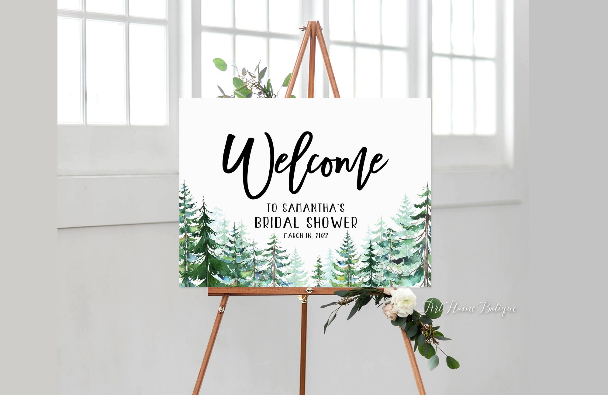 Forest Bridal Shower Welcome Sign, Woodland Bridal Shower Welcome Sign ...