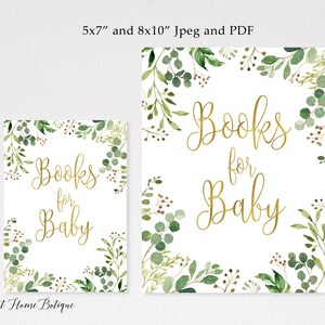 Books for Baby Sign, Bring a Book Instead of a Card, Greenery Bring a ...