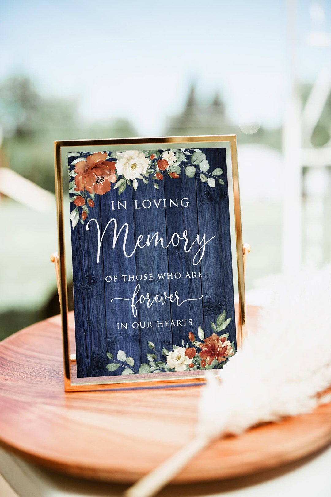 In Loving Memory Wedding Sign, Burnt Orange Wedding Memorial Table Sign ...