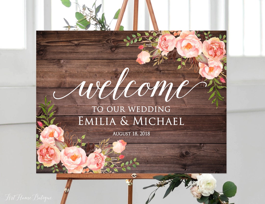 Rustic Welcome Wedding Sign, Welcome to Our Wedding Sign, Horizontal ...