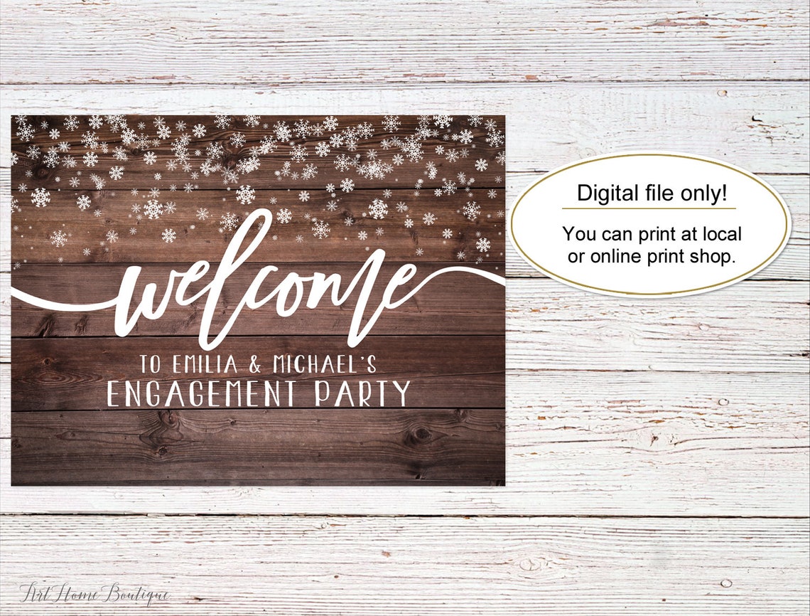 Rustic Winter Engagement Party Sign Snowflakes Engagement - Etsy