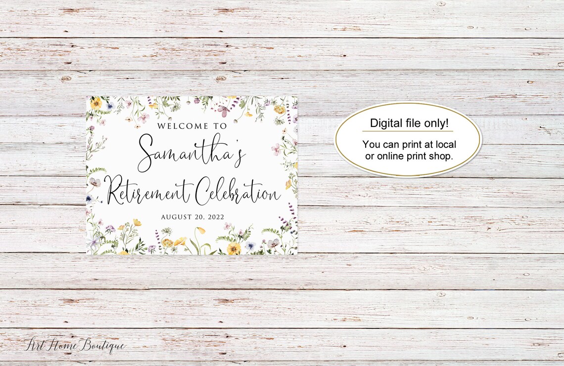 Wildflower Retirement Welcome Sign Summer Retirement | Etsy