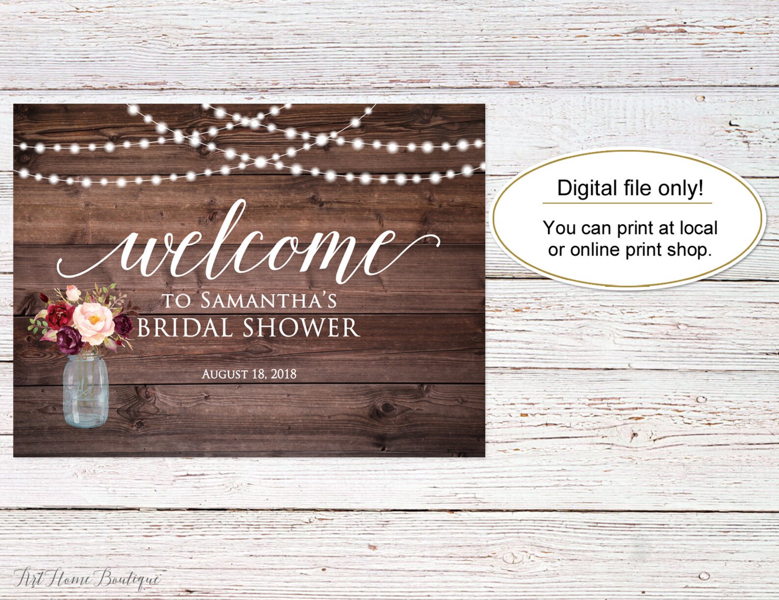 Rustic Welcome Bridal Shower Sign Marsala Bridal Shower - Etsy