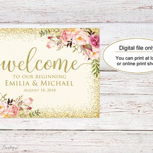 Welcome to Our Beginning Sign, Ivory Welcome Wedding Sign, Welcome to ...