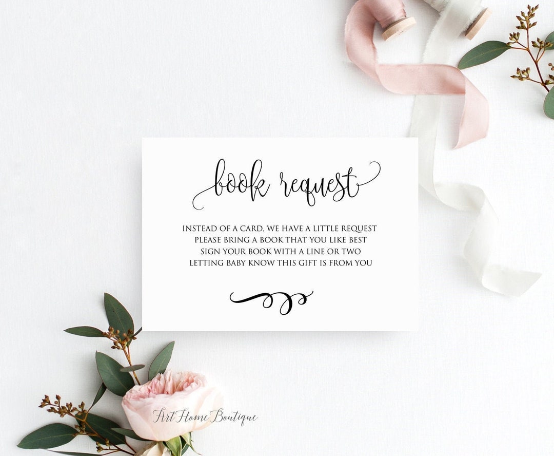 Bring a Book Instead of a Card, Bring a Book Baby Shower Insert, Book ...