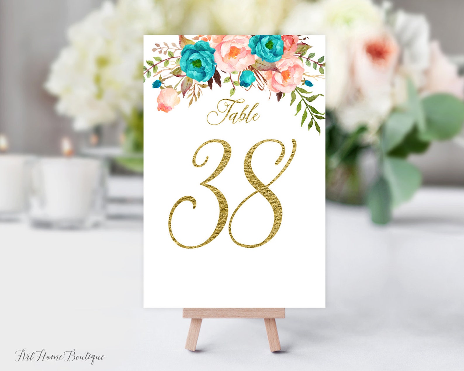 Teal and Coral Table Numbers Wedding Table Numbers Birthday - Etsy