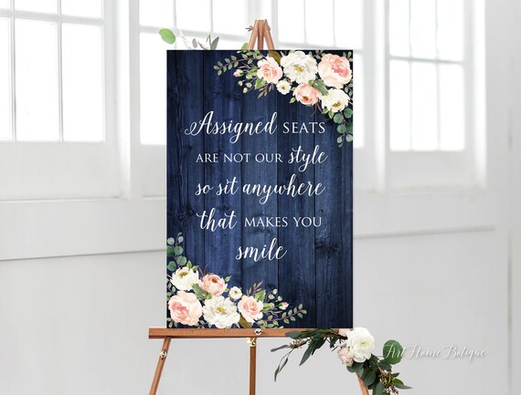 Assigned Seats Sign Navy Assigned Seats Are Not Our Style so | Etsy