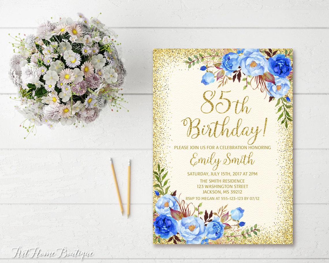 85th Birthday Invitation Any Age Women Birthday Invitation - Etsy