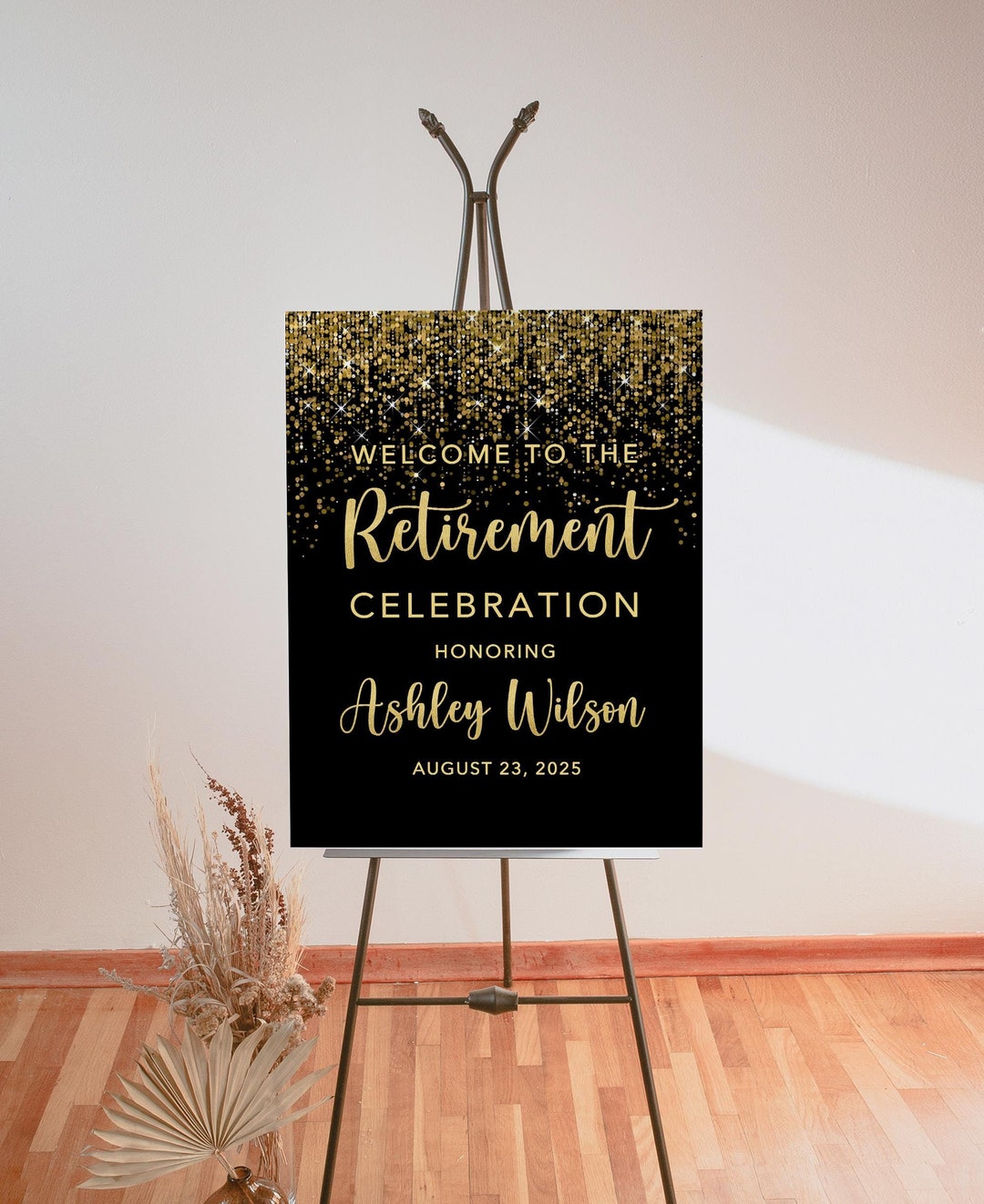 Black Gold Retirement Welcome Sign, Black Retirement Celebration ...