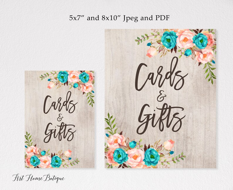 Rustic Cards and Gifts Sign Gift Table Sign Floral Printable - Etsy