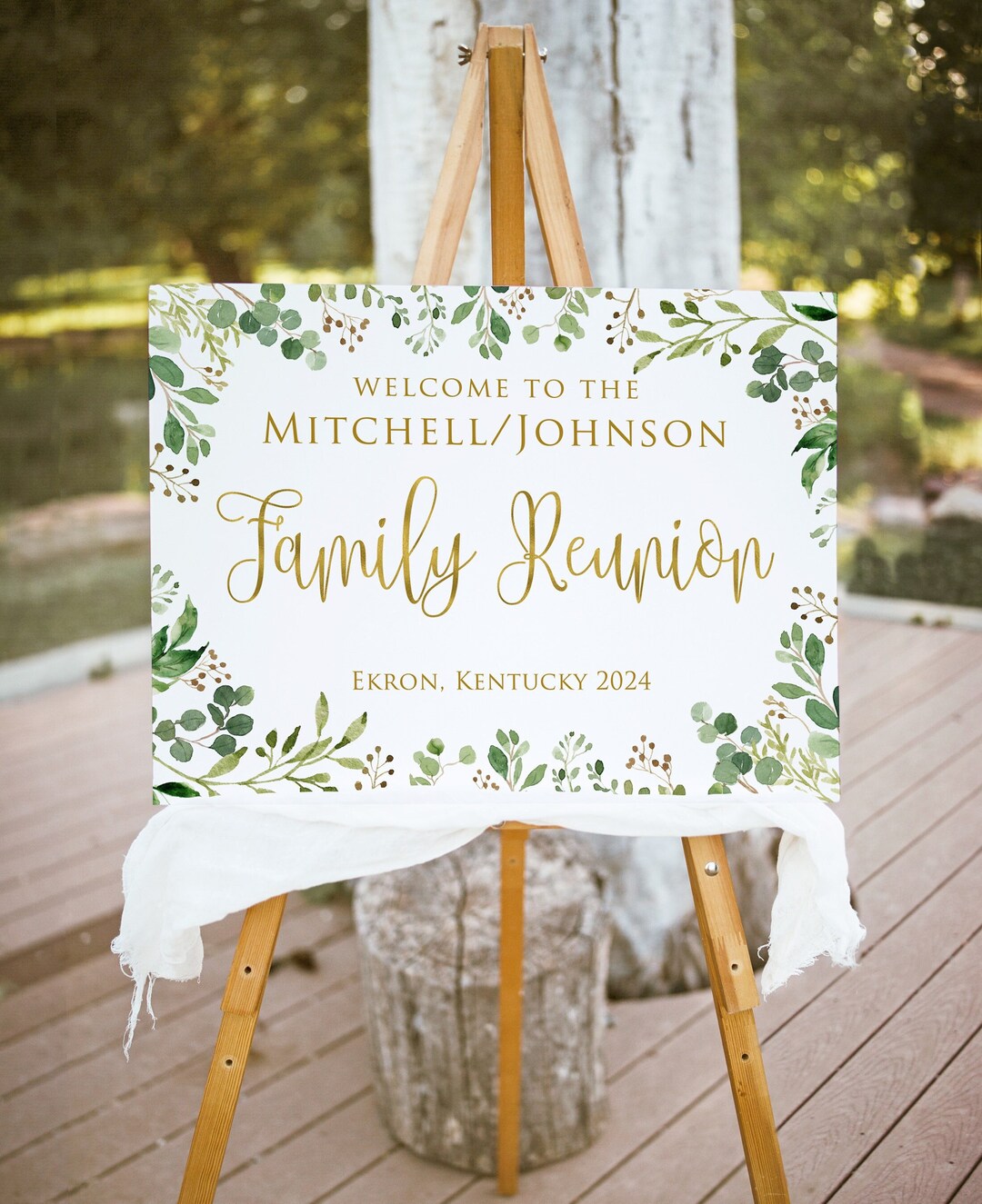 Family Reunion Welcome Sign, Greenery Welcome Poster, Reunion Banner ...