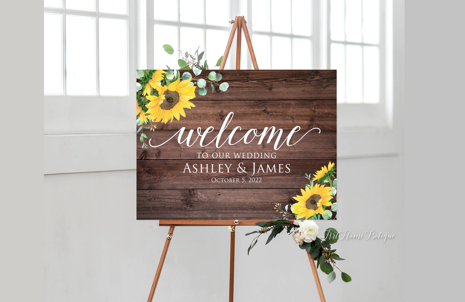 Sunflower Wedding Welcome Sign, Welcome to Our Wedding Sign, Rustic ...