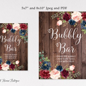Rustic Bubbly Bar Sign, Wedding Bar Sign, Bubbly Bar Sign, Floral ...