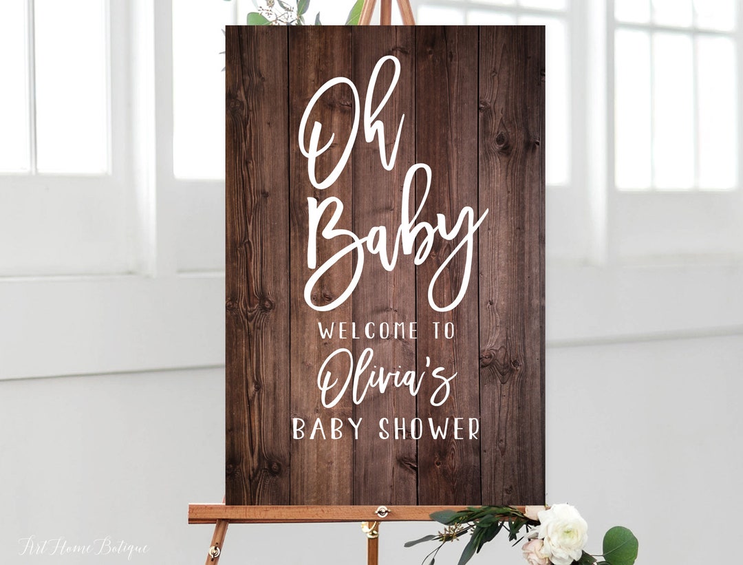 Rustic Welcome Baby Shower Sign, Oh Baby Large Poster, Printed or ...