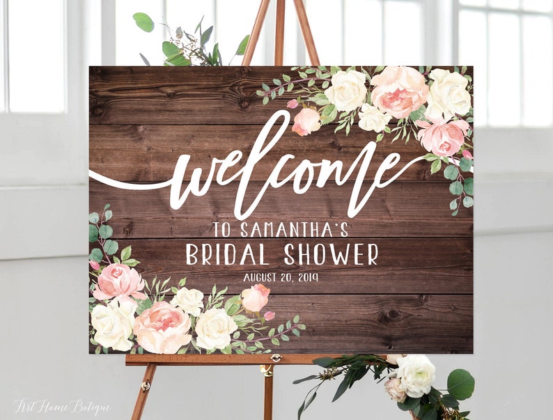Rustic Bridal Shower Welcome Sign Large Welcome Sign Floral - Etsy