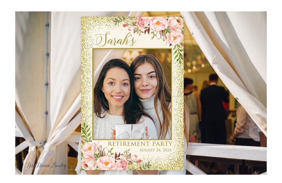Retirement Party Photo Prop Frame, Blush and Gold Retirement Photo ...