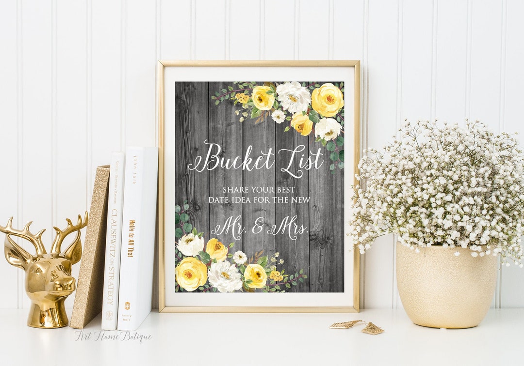 Rustic Date Night Wedding Sign, Gray Rustic Wedding Bucket List Sign ...