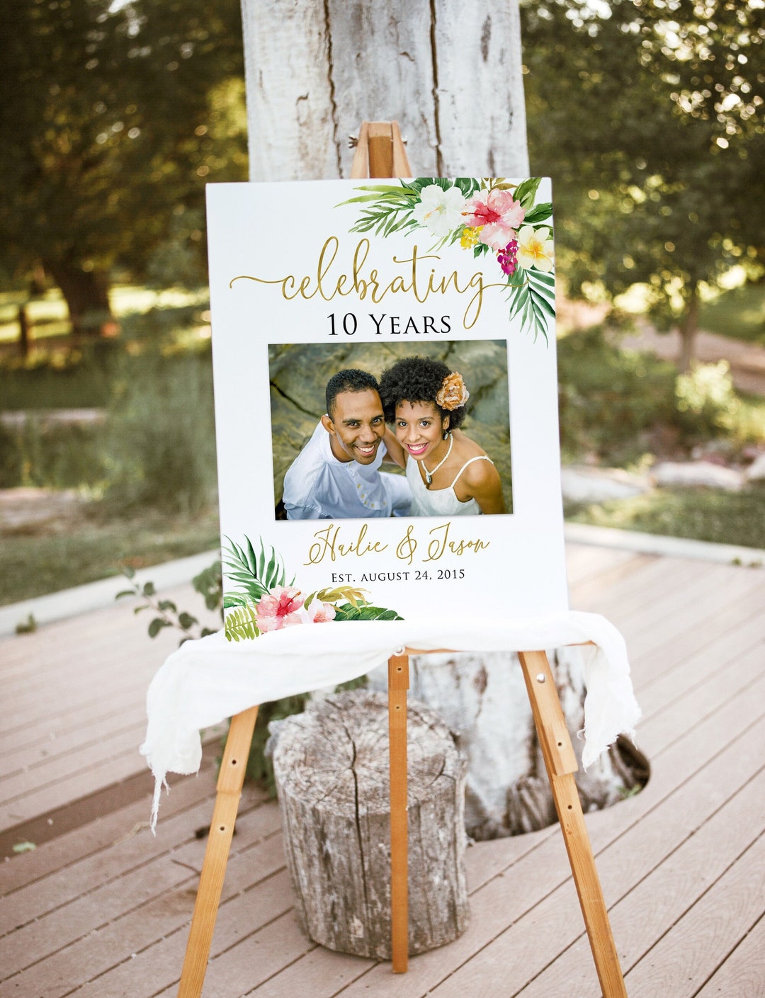 Tropical Anniversary Welcome Sign, Celebrating 10 Years Sign, Photo ...