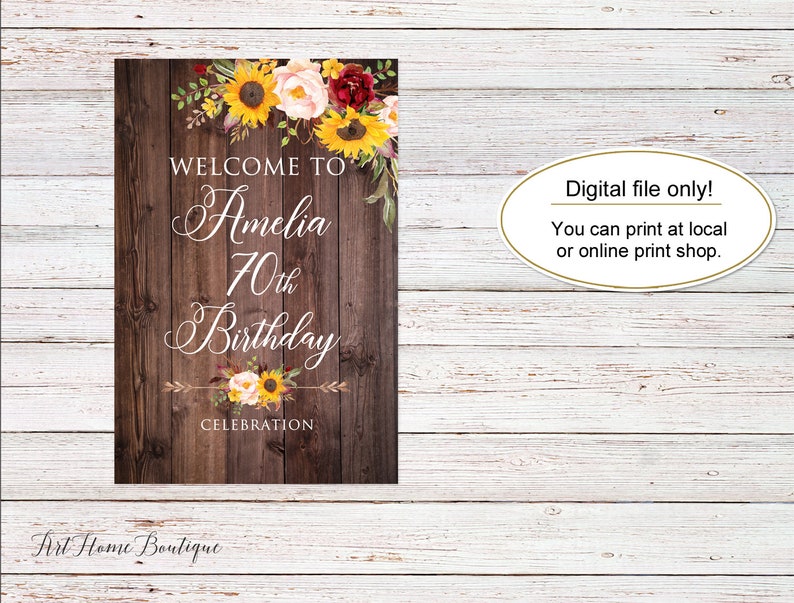 Sunflowers Birthday Welcome Sign, Welcome to Birthday Sign, Large ...